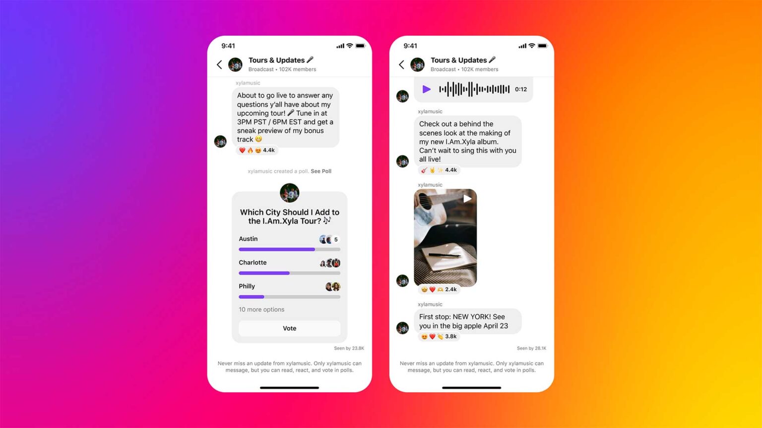 Instagram lance la fonctionnalité Broadcast Channels - Warketing Digital